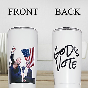 20oz Trump Tumblers - GOD's VOTE - 3D Printing Trump Stainless Steel Cup White 2024 Trump Insulated Tumbler for Gift Trump 304 Stainless Steel Water Bottles Trump Tumbler Cups for Hot and Cold Drinks
