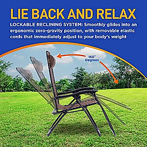 SereneLife Zero Gravity Lounge Chair, One Size, Brown