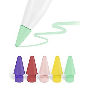 Metapen Pencil Tips for Apple Pencil 2nd and 1st Generation, Metapen A8-1:1 Original Size (5 Colors, 2X More Durable), Fit Well for iPad Pen for iPad Pro/Mini/Air (Red/Yellow/Purple/Pink/Cyan)