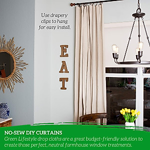 GREEN LIFESTYLE 4 X 12 Canvas Drop Cloth Tarp Canvas Fabric Drop Cloth Curtains Drop Cloths for Painting Painters Drop Cloth Paint Drop Cloth Paint Tarp Painting Supplies Canvas Sheet (2 Pack)