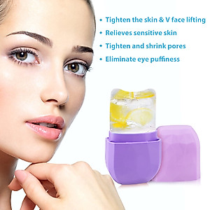 Ice Roller for Face and Eye, Gua Sha Face Massage, Facial Beauty Ice Roller, Silicone Ice Mold for Face Beauty (Purple)