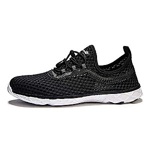 SUOKENI Women's Quick Drying Slip On Water Shoes for Beach or Water Sports Ultralight Walking Shoes Black/White,Size:US 10/EU 41