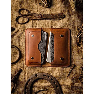 Leather Wallet for iPhone 14 Pro / 14 Plus, 14/13 / 12 Pro Max, 13/12 Mini, sleeve for two phones, Classic Brown, handmade phone cover SE, 12,11 Pro Max/Xr/Xs/8,7,6s, Wool felt, Crazy Horse Craft