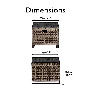 Tommy Hilfiger Oceanside Patio Rattan Outdoor Furniture Collection with All-Weather Brown Resin Wicker Frame, Porch or Pool, Garden, Side Table