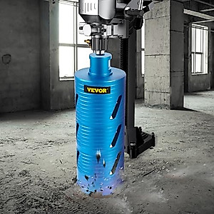 VEVOR Core Drill Bit, 4" /101.6 mm Diameter 5/8"-11 Shank Arbor with a Pilot Bit & 4.5" Blade, 9.5" /241.3mm Depth Diamond Dry Coring Bore Tool, Masonry Hole Saw Bits for Hard Concrete Brick and Block