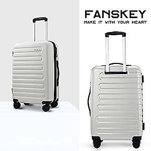 Fanskey Luggage, 3 Piece Set Suitcase with Spinner wheels, Hardshell, Lightweight, TSA Lock (White)