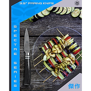 KESSAKU 3.5-Inch Paring Knife - Ronin Series - Forged High Carbon 7Cr17MoV Stainless Steel - Pakkawood Handle with Blade Guard