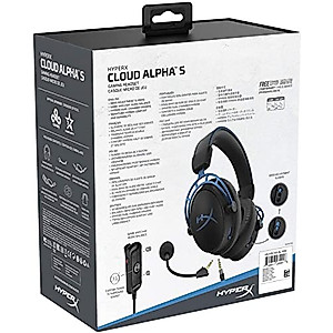 HyperX Cloud Alpha S - PC Gaming Headset, 7.1 Surround Sound, Adjustable Bass, Dual Chamber Drivers, Chat Mixer, Breathable Leatherette, Memory Foam, and Noise Cancelling Microphone - Blue