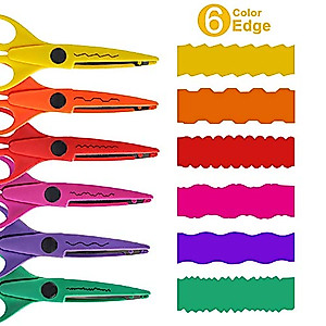 UCEC Craft Scissors Decorative Edge, 6 Pack Extended Crafting Scissors, Pattern Scissors with Different Designs on Blades, Fun Scissors for Kids, Teachers, Crafts, Scrapbooking, DIY Photos, Album