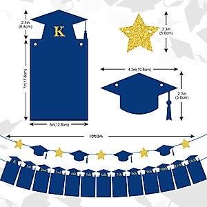 Whaline 2Pcs Graduation Photo Banner, Congrats Grad Banner, No DIY Require Hanging Bunting, Kindergarten to 12th Grade Picture Garland, Black Gold Glitter Banner for Grad Party Decor, 5 x 7 inch