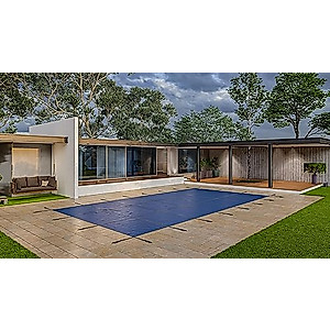 WaterWarden SCMB1224 Safety Cover for 12' x 24' Inground Pools, 15-Year Warranty, UL Classified to ASTM F1346, Triple Stitched for MAX Strength, Hardware Included, 12'x24', Blue Mesh