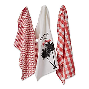 DII Quarantine Collection Dishtowel Set, Staycation, 18x28, 3 Piece