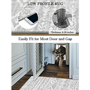 Lahome Boho Moroccan Area Rugs 5x7, Washable Grey Rugs for Bedroom Non-Slip, Low-Pile Soft Tribal Print Living Room Rug, Non-Shed Neutral Geometric Indoor Carpet for Office Playroom Dining Room