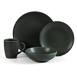 Stone Lain Grao Stoneware 16-Piece Dinnerware Set, Green