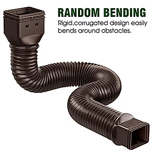 SMTPDT Gutter Downspout Extensions, Gutter Downspout Extender, Down Spout Drain Extension, Gutter Extension Flexible, Extendable from 21 to 60 Inches (2 Pack Brown)