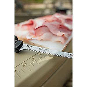 Old Timer Cordless Electric Fillet Knife with 8in Fully Serrated Stainless-Steel Blade, Trigger Lock, Rechargeable Battery, and Self Draining Case for Fishing, Meat Carving, Filleting, and Outdoors