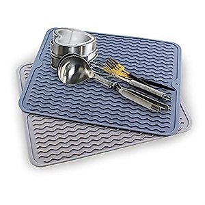 Silicone Dish Drying Mat 3PCS for Easy Clean,Heat-resistant,Eco-riendly,Multiple Usage.For Kitchen Counter or Sink,Table Insulation and Microwave Oven Oil Drainage