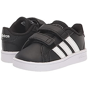 adidas unisex baby Grand Court Tennis Shoe, Black/White/White, 7.5 Toddler US