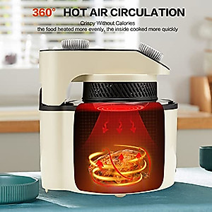 LATURE 3.8 QT Air Fryer Timer & Temperature Controls, with Glass Lid, Dishwasher Safe and Non-stick Basket, 1100W, Oil-Less Healthy Cooker MET Certified with Recipes (Black-Glass Lid)