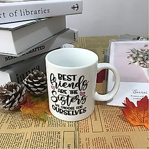 Wisedeal Funny Sister Mug, Best Friends Are The Sisters We Choose For Ourselves Coffee Mug, Birthday Christmas Present for Friendship Female Soul Sister Besties BFF Tea Cup Ceramic White 11 oz