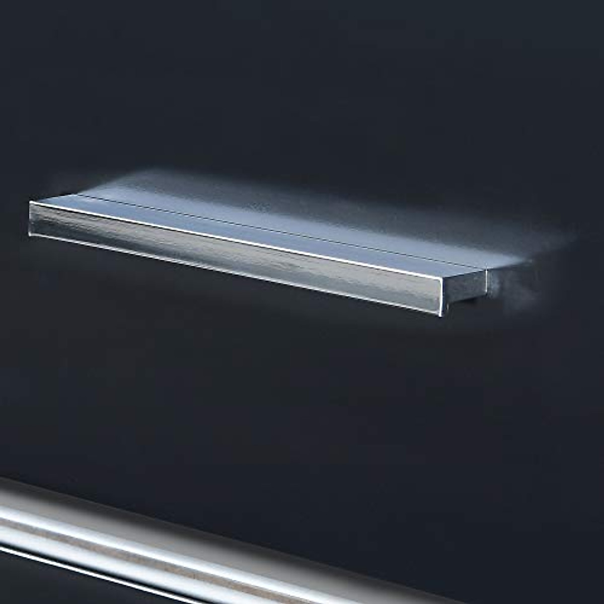 Finch Belmont Fully Assembled Nightstand Modern Mirrored Accent, Bedside End Table with Silver Handles, 3-Drawer, Black