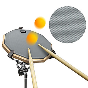 AAGUT Practice Pad with Drum Sticks Set, 12 Inch Marching Band Bass Snare Drums Pads with 4 Hickory Classic Drumsticks and Carry Bag (Gray)