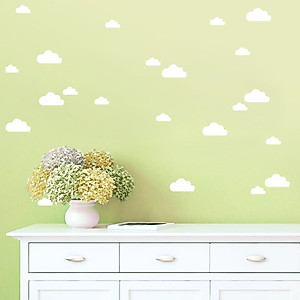 JUEKUI Set of 134 Mini Clouds Wall Decal Stickers Gold Black White Cloud Wall Decals Nursery Home Decor Vinyl Pattern Wall for Kids Rooms WS01 (White)