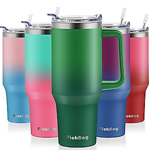 40 oz Tumbler with Handle and Straw, 100% Leak Proof Tumblers Cup, Stainless Steel Insulated Travel Coffee Mug, Keeps Drinks Cold for 24 Hours or Hot for 10 Hours, Fit for Car Cup Holder, Green