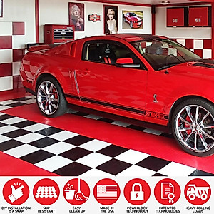 Big Floors RaceDeck CircleTrac, Durable Copolymer Interlocking Modular Garage Flooring Tile (12 Pack), Graphite