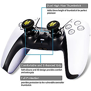 Playrealm FPS Thumbstick Extender & Printing Rubber Silicone Grip Cover 2 Sets for PS5 Dualsenese & PS4 Controller (SAS Who Dares Wins)