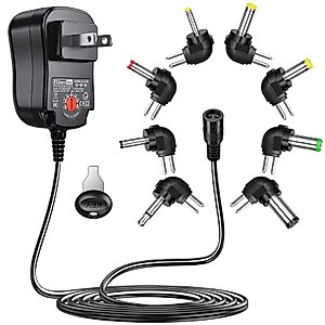 PChero 12W Universal Multi Voltage AC/DC Adapter Switching Power Supply with 8 Selectable Adapter Plugs, Suitable for 3 V to 12 V Home Household Electronics Devices