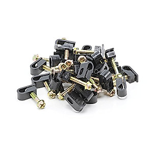 THE CIMPLE CO - Single Coaxial Cable Clips, Cat6, Electrical Wire Cable Clip, 1/4 in (6 mm) Screw Clip and Fastener, Black (100 Pieces per Bag)