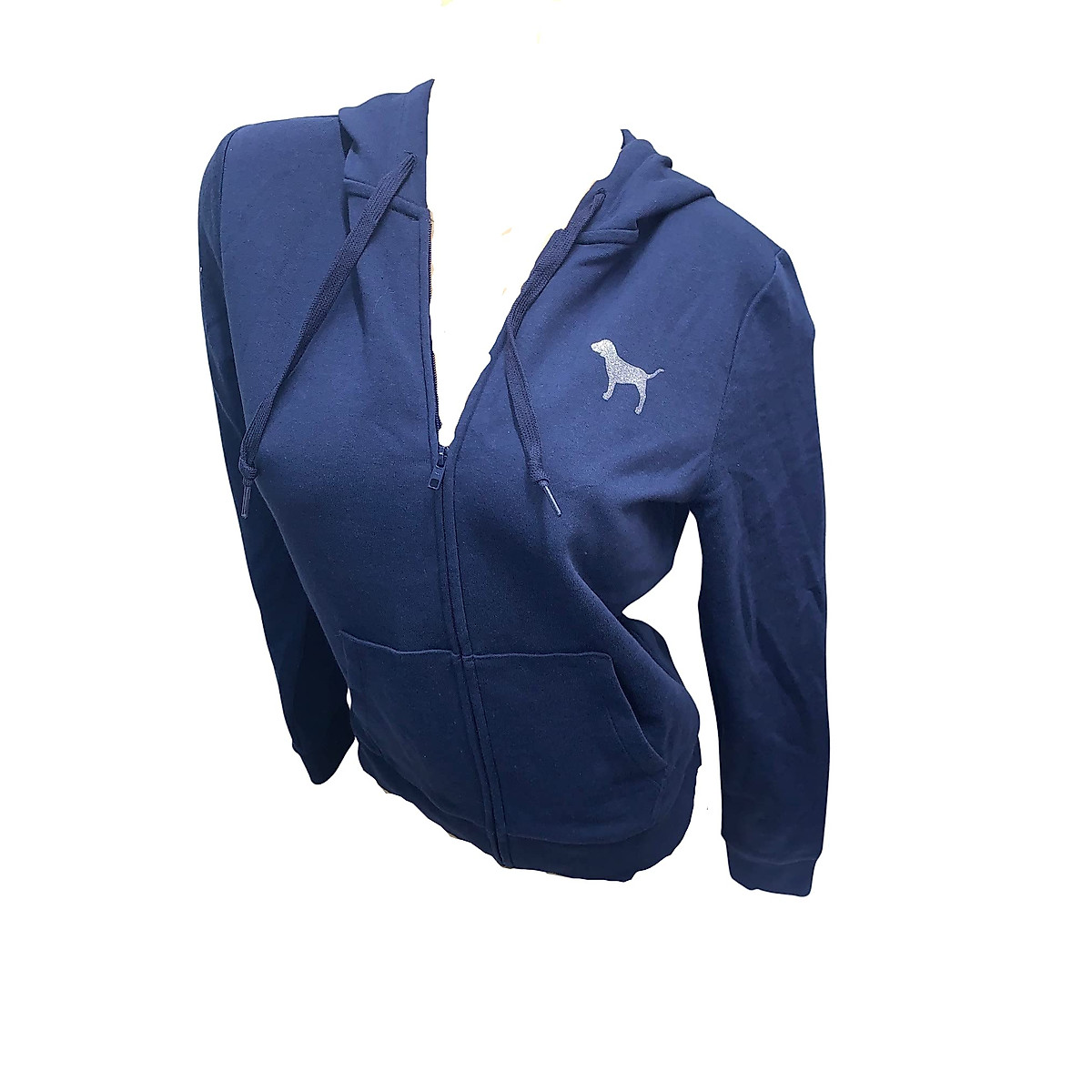 Victoria's Secret Pink Everyday Lounge Perfect Full Zip Hoodie Color Blue New (Small)