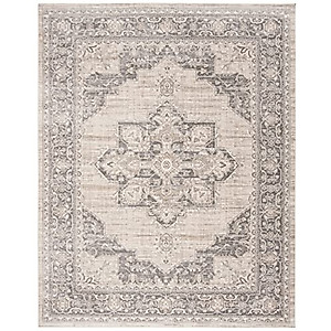 SAFAVIEH Brentwood Collection Area Rug - 8' x 10', Cream & Grey, Medallion Distressed Design, Non-Shedding & Easy Care, Ideal for High Traffic Areas in Living Room, Bedroom (BNT865B)