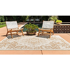 Rugs.com Jill Zarin Outdoor Collection Rug – 6' x 9' Blue Flatweave Rug Perfect for Bedrooms, Dining Rooms, Living Rooms