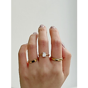 Michooyel 18K Gold Plated 2ct (D Color, VVS Clarity) Cubic Zirconia Radiant Cut Statement Ring for Women 925 Sterling Silver Adjustable Women's Rings