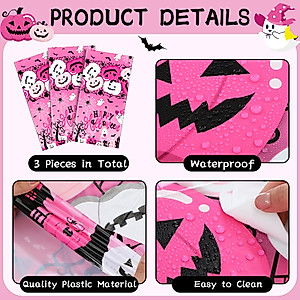 Oudain 3 Pcs Pink Halloween Tablecloth for Girls Plastic Happy Halloween Table Covers 54 x 108 Inch Disposable Ghost Pumpkin Table Cloths Halloween Boo Birthday Party Baby Shower Supplies