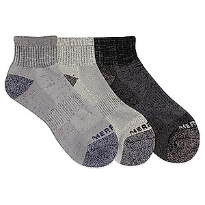 Merrell womens Cushioned Performance Hiker Hiking Socks, Charcoal Black (Quarter), 9 11 US