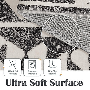 JINCHAN Boho Kitchen Runner Rug 3x12 Moroccan Trellis Hallway Runner Rug Washable Tribal Runner Non Slip Soft Geometric Thin Farmhouse Rug for Bedroom Bathroom Laundry Room Living Room Heathered Black