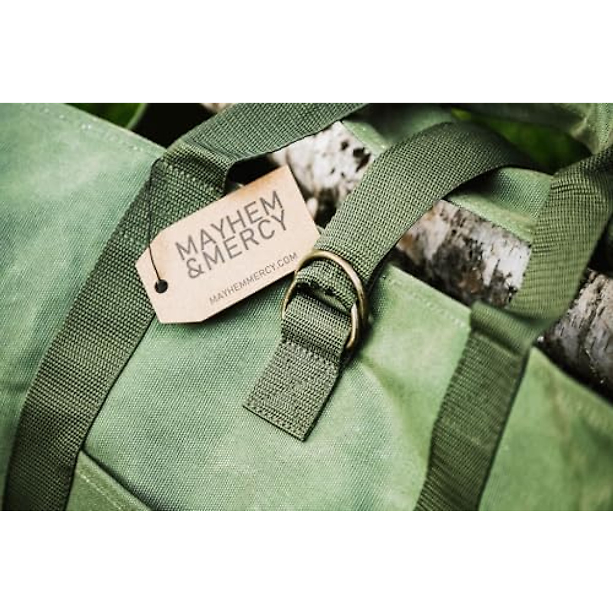 MAYHEM & MERCY Firewood Carrier - Waxed Canvas Wood Carrier For Firewood - Hunter Green Log Carrier For Firewood Fireplace Wood Rack Log Bag - Firewood