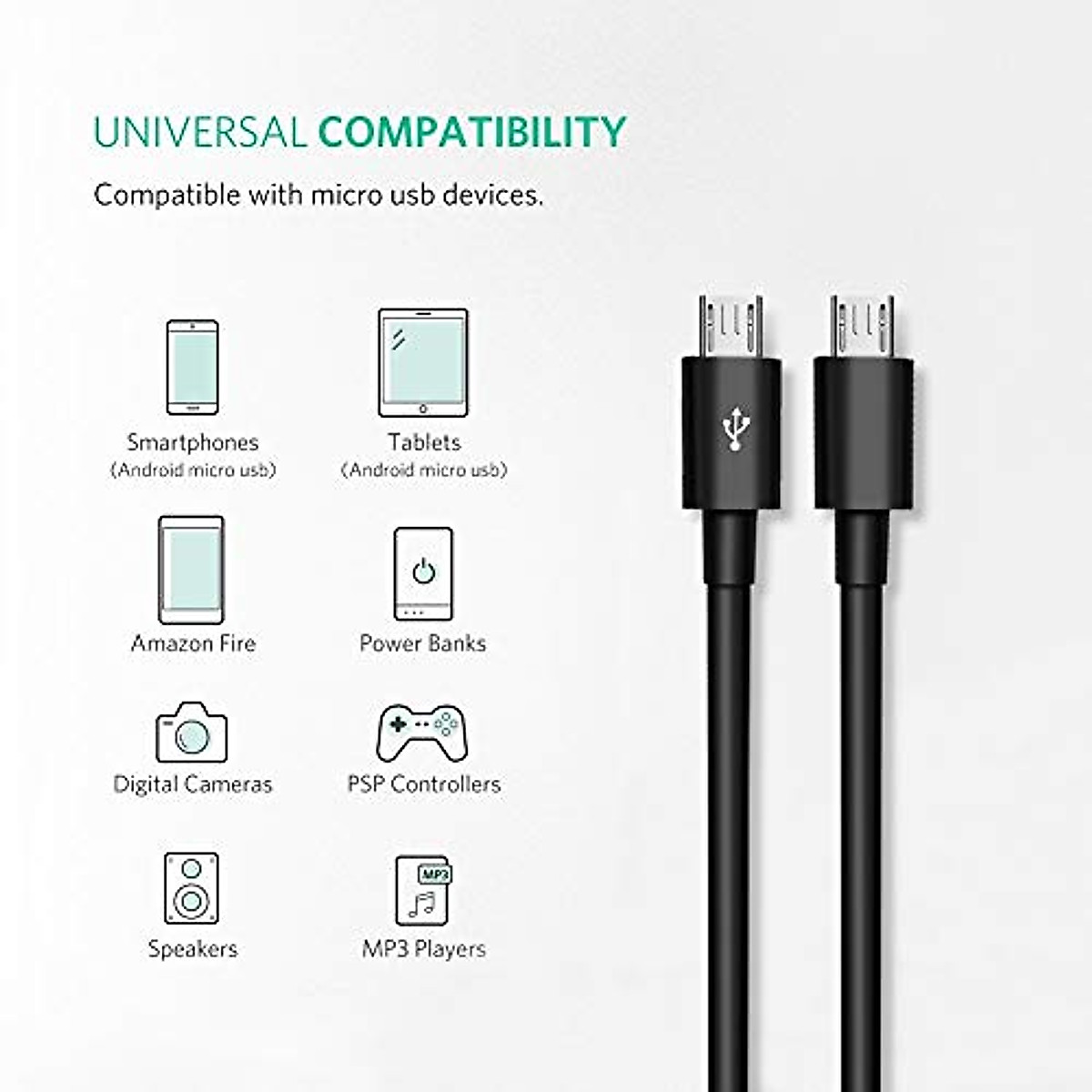 Duttek USB to Micro USB Splitter Cable, 3 in 1 USB 2.0 A Male to Three Micro USB Male 1 to 3 Sync Charging Cable Adapter Cord (25CM/10 Inch)