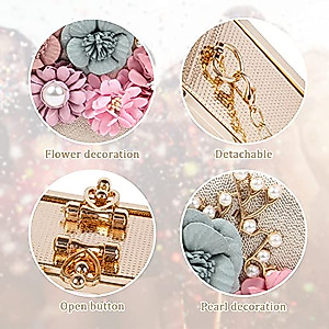 Oweisong Women's Evening Handbags Floral Wedding Evening Clutch Sparkling Flower Party Prom Bridal Shoulder Bag for Banquet