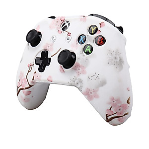 RALAN Pink Controller Skins for Xbox One, Silicone Controller Cover Skin Protector Compatible for Xbox Ones Controller (Pink Pro Thumb Grip x 2,Cat + Skull Cap &Cover Grip x 2) Blue Butterfly Pink