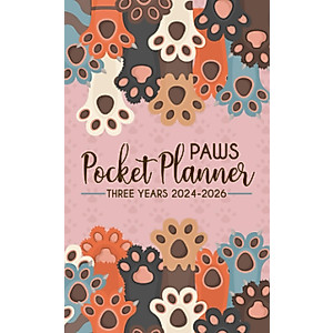 Three Year Pocket Planner 2024-2026: Small 36 Months Monthly Plan and Organize from JANUARY - DECEMBER 2 Years Appointment Notebook for Purse Includes Holidays with Cute Paws