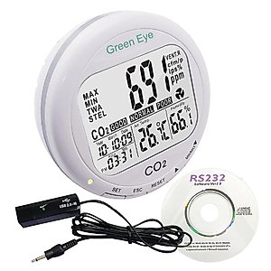 Desktop CO2 / RH/Temp 3 in 1 Indoor Air Quality Monitor Data Logging with Software Carbon Dioxide Temperature Humidity Digital Meter Audible Alarm NDIR Sensor