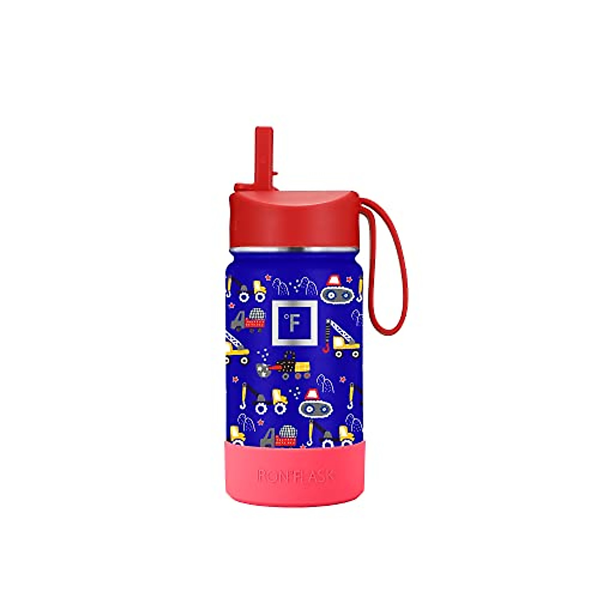 Iron Flask Kids Water Bottle Spring Bundle with Silicone Boot, Spring Kids Gift, Insulated, Cute, Durable, Fun - Construction 14oz