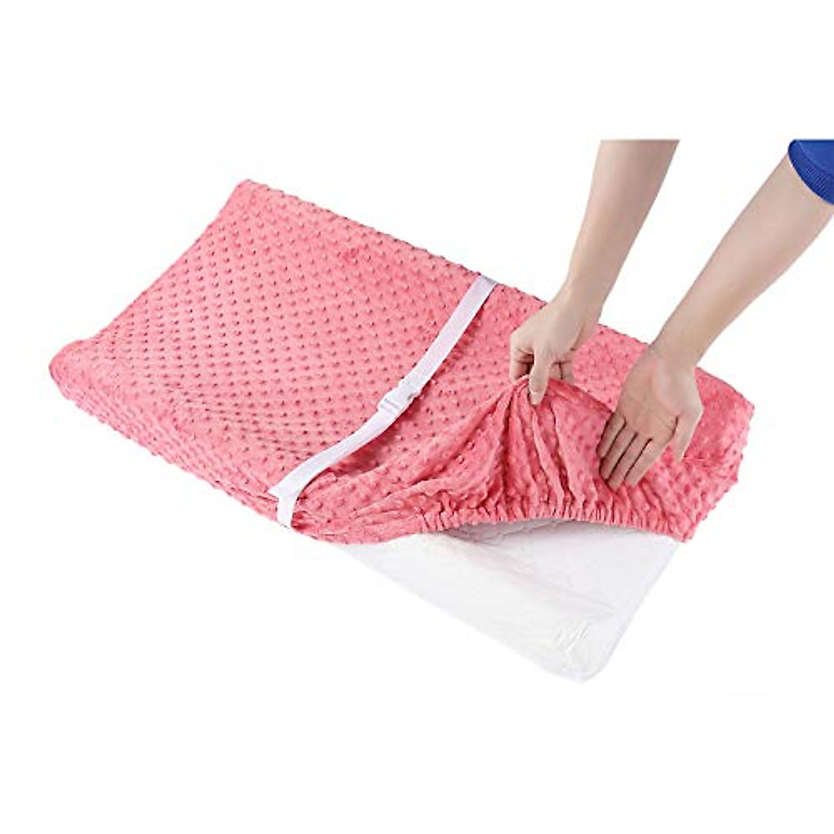 Baby Changing Pad Cover, Super Soft Minky Dot Diaper Changing Table Covers for Baby Girls and Boys, Ultra Comfortable, Safe for Babies, Fit 32"/34'' x 16" Pad (Strawberry Red)