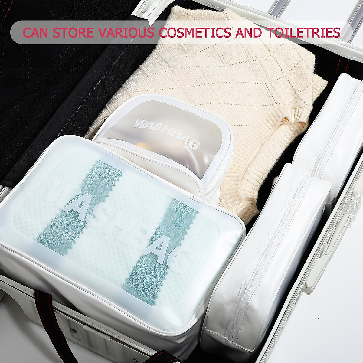 Cabilock 1 Set Toiletry Bag Makeup Bag Make up Bag for Women Vanity Bag Cosmetics Bag Makeup Pouches Women Makeup Pouch Clear Pouch Skincare Bag Pvc Translucent Travel Storage Bags White