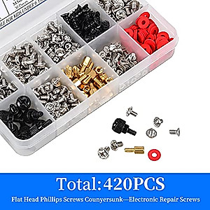 420PCS Computer Screws Standoffs Assortment Kit, Motherboard Screws for Universal Motherboard SSD Hard Drive PC Fan Power Supply Graphics PC Case, for DIY PC Installation & Repair