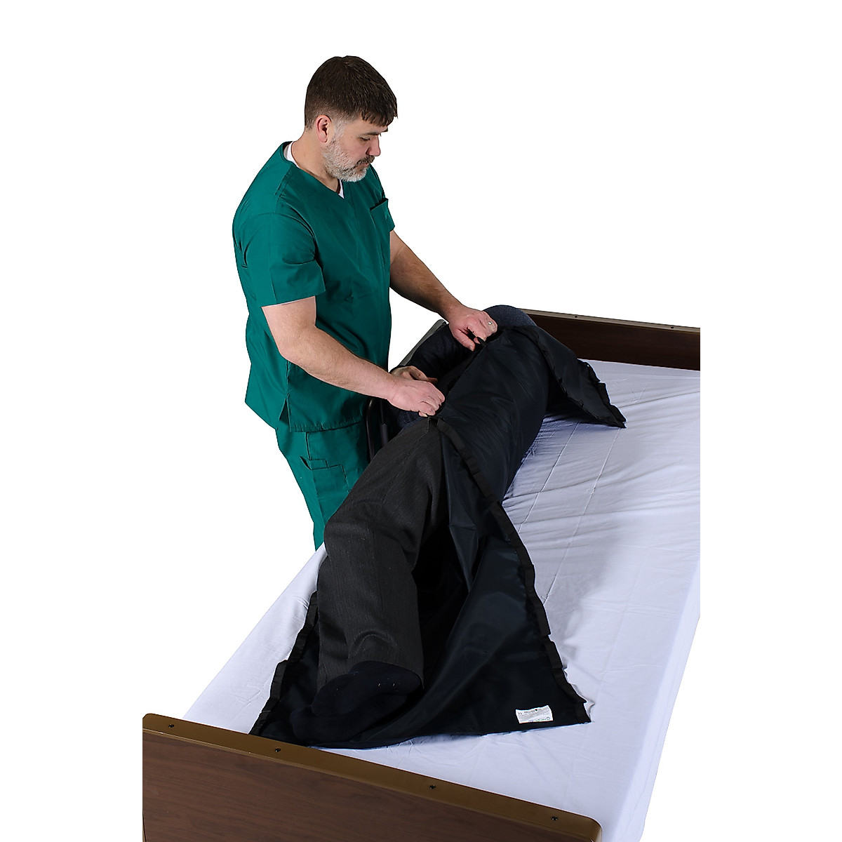 Patient Aid 78" x 28" Reusable Slide Sheet with Ergonomic Handles for Positioning, Turning, and Moving Patients Up to 500 lbs, Strong and Comfy Nylon Fabric Patient Transfer Sheet (Pack of 1)